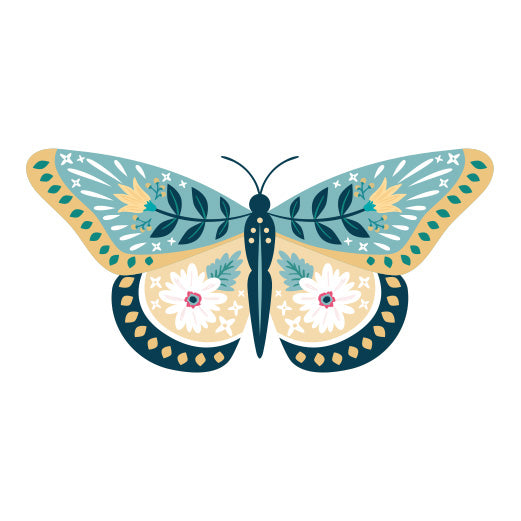 Yellow Folk Butterfly | Print & Cut File – CraftSmithco